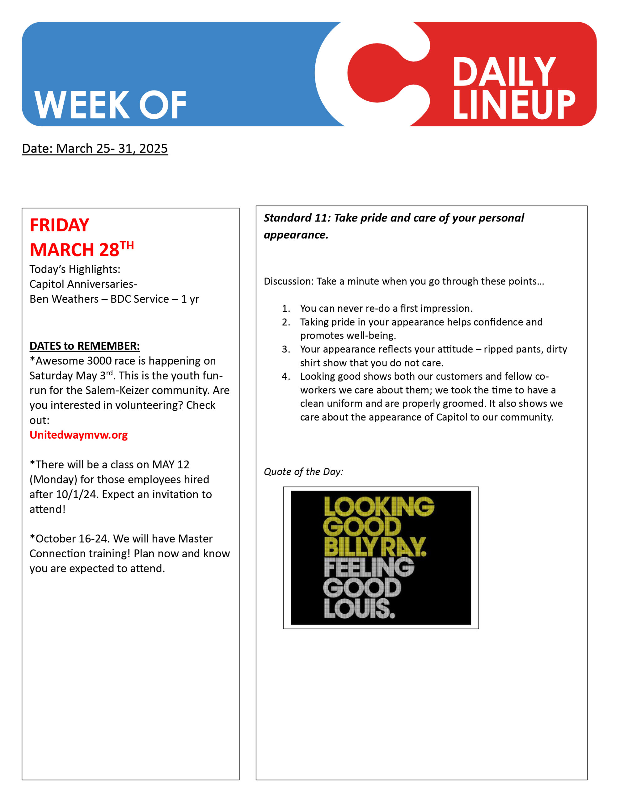 Daily Line Up at Capitol Auto Group – Stay Organized Today